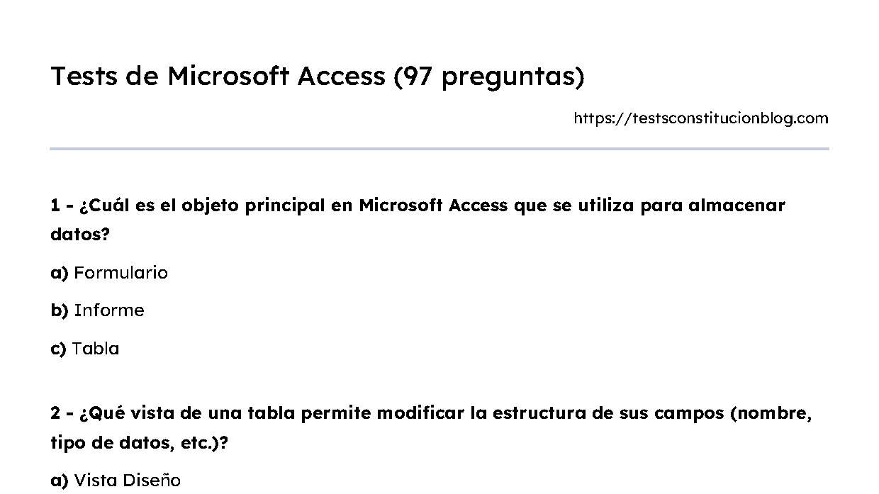 Tests de Microsoft Access